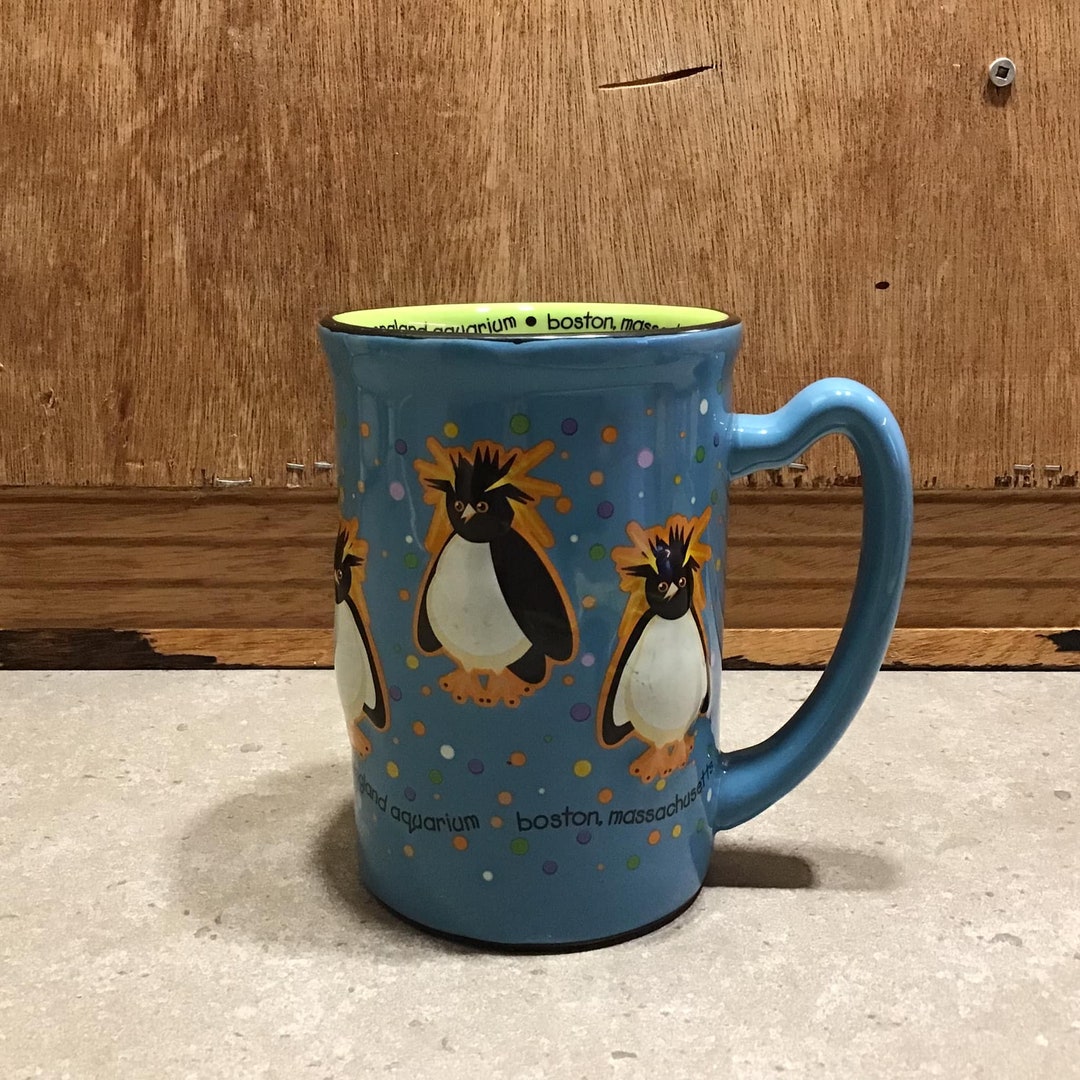 3D Penguin Mug, Penguin Coffee Mug Blue With Green Interior - Etsy