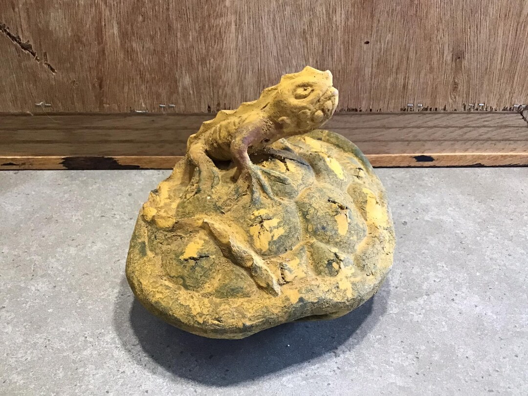Vintage or Antique Mexican Iguana Lizard on Turtle Shell Clay Ceramic ...