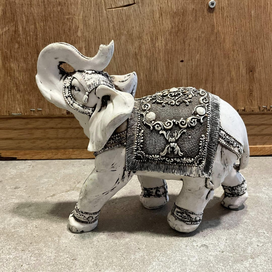 Indian Elephant Resin Figurine, Good Luck Statue - Etsy