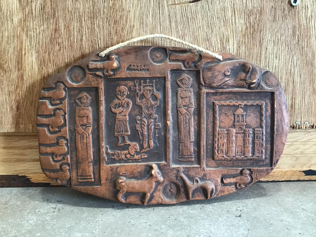 Vintage Clay Wall Plaque Sculpture - Etsy