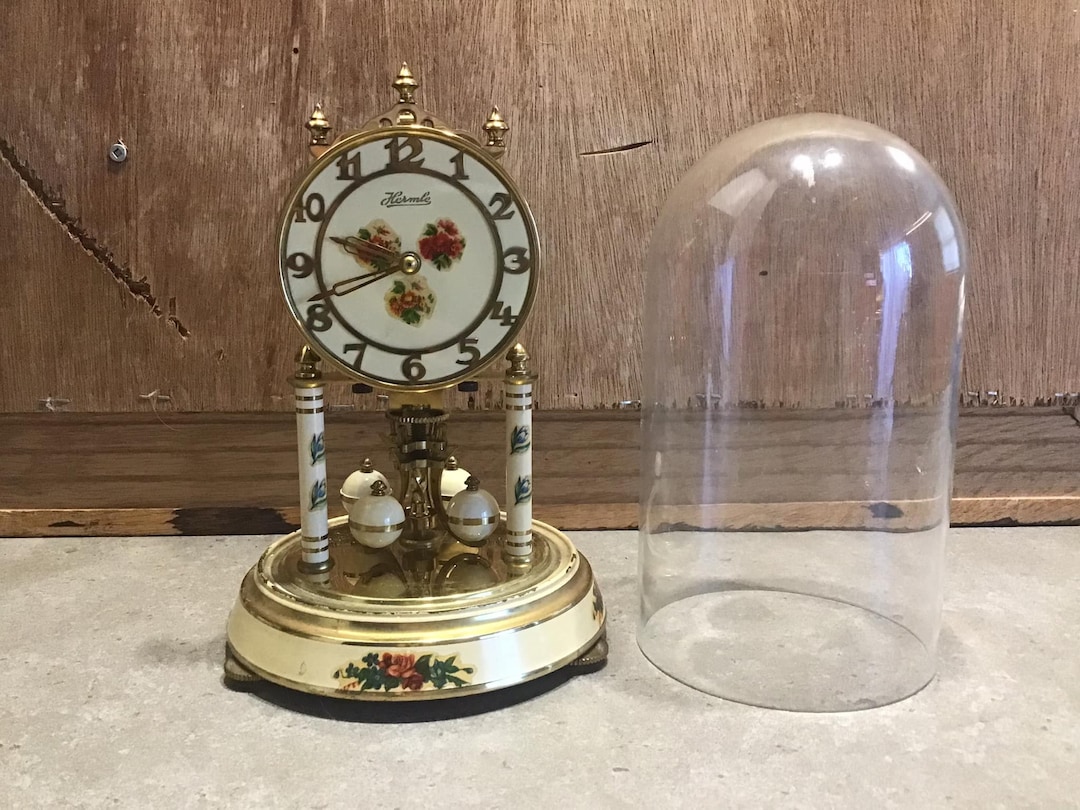 RARE Hermle 400 Day Anniversary Clock Brass & Glass Dome Vintage ...