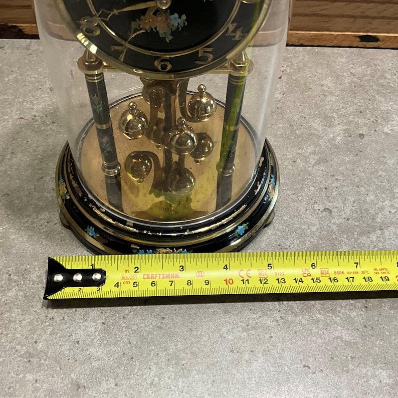 Vintage KUNDO Dome Clock, Black Floral Decor, Made in Germany ...