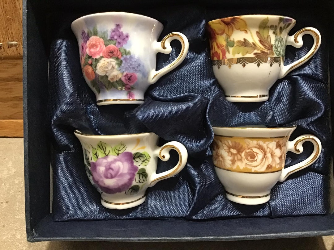 4 Miniature Porcelain Tea Cup Set by Casa Elite - Etsy