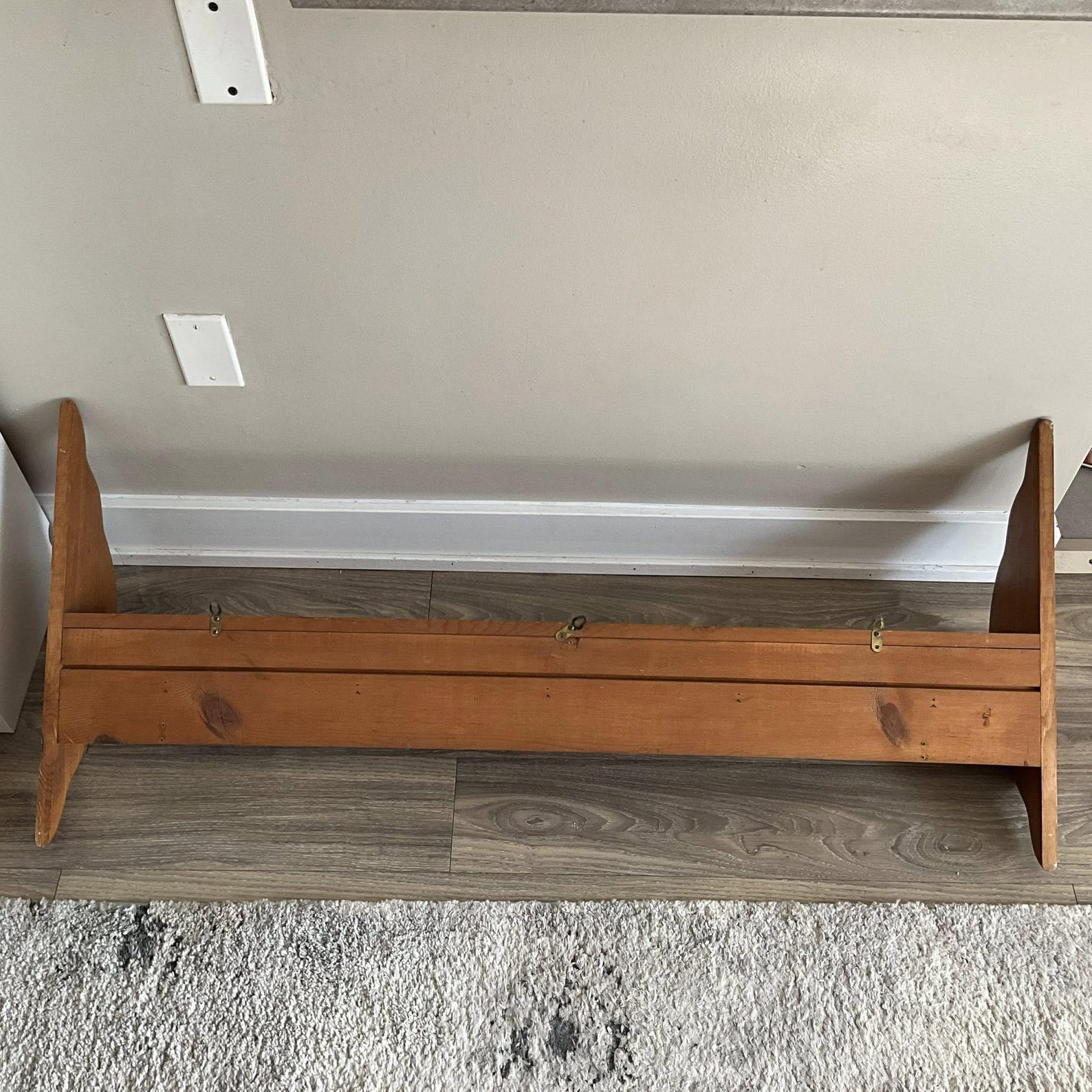 Vintage Wood Shelf With Plate Groove, 5 Hooks, Wall Shelf, Display ...