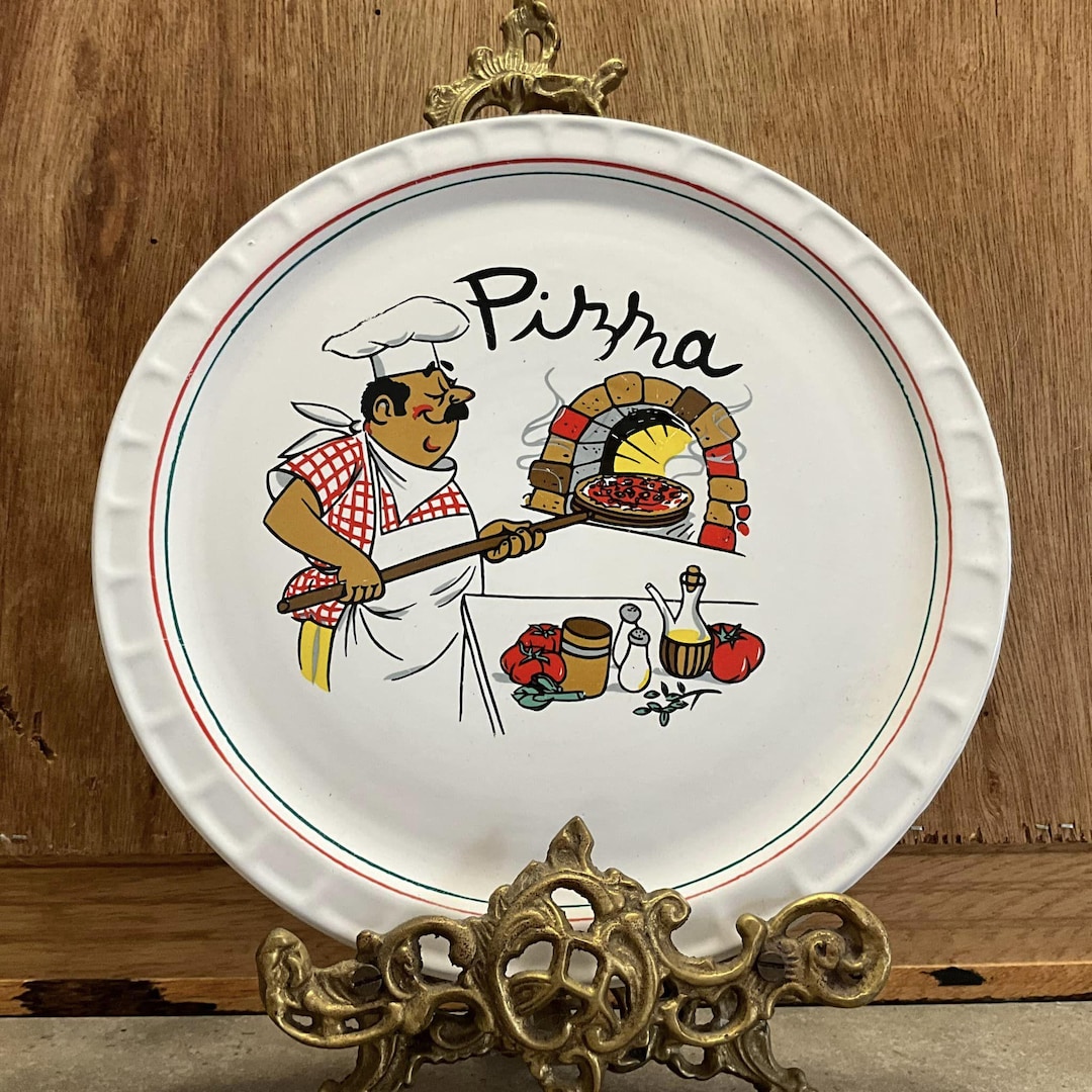 Vintage Ceramic Pizza Serving Plate, Chef Pizza Party Dish - Etsy
