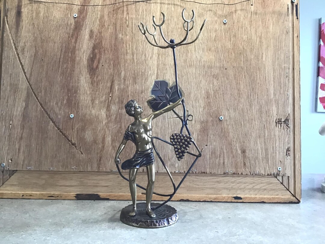 Vintage Metal Stand With Statue Vintage Decorative Metal Rack. for Bar ...
