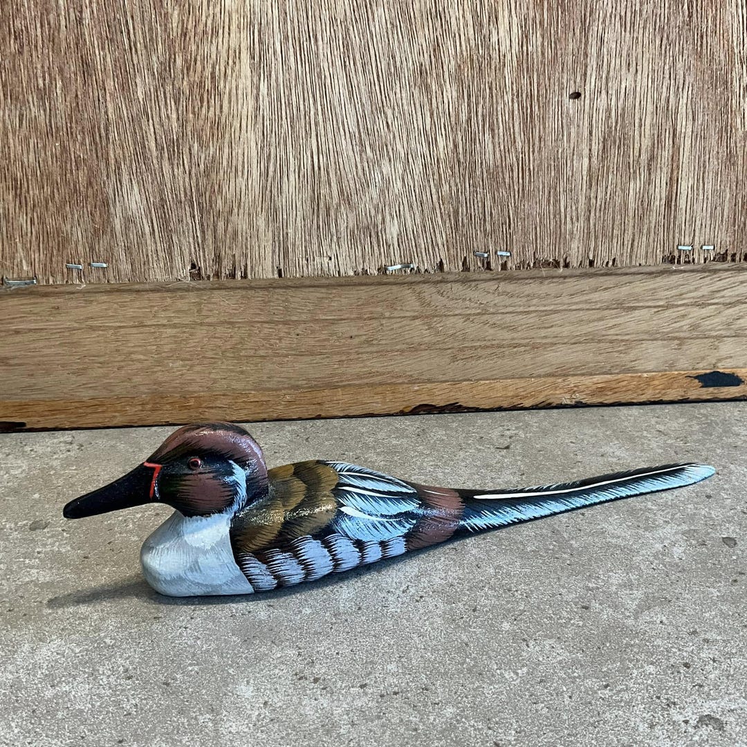 Vintage Folk Art Carved Wooden Duck Bird Decor, Woodworking - Etsy