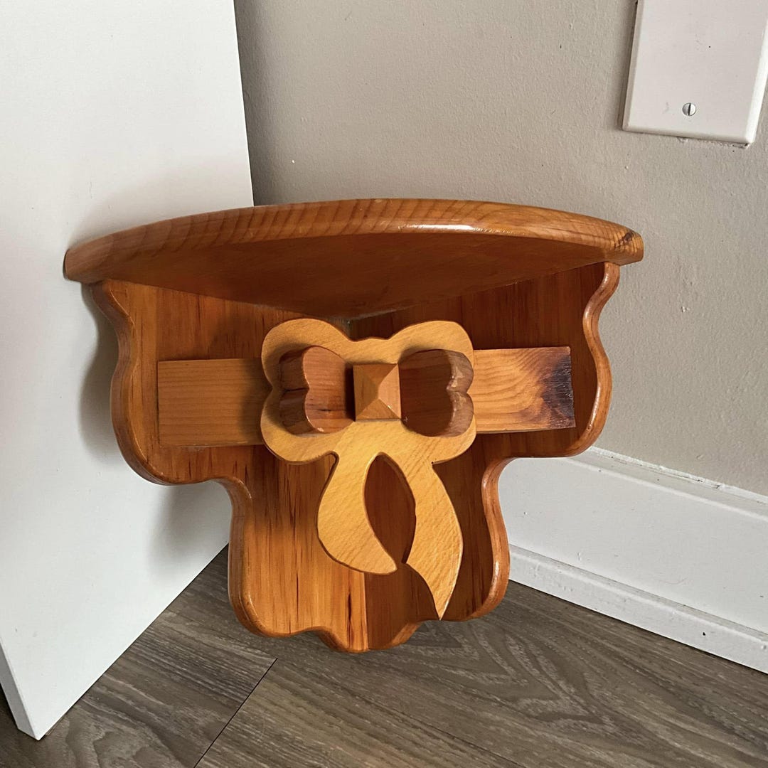 Vintage Wood Corner Shelf Bow Design Wall Hanging - Etsy