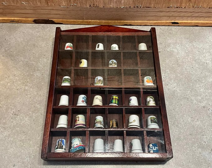Mixed 27 Thimble With Wall Wood Display Case Cabinet, Mini Holder ...