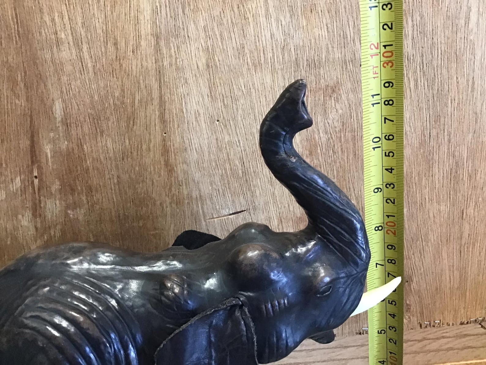Vintage Genuine Leather Wrapped Elephant Figurine Sculpture 11.5” Tall ...