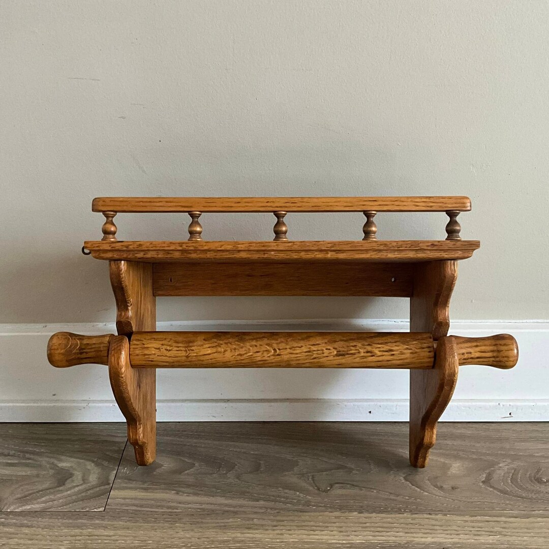 Vintage Wood Hanging Wall Shelf W/ Spindle Guard Rail Made in Canada - Etsy