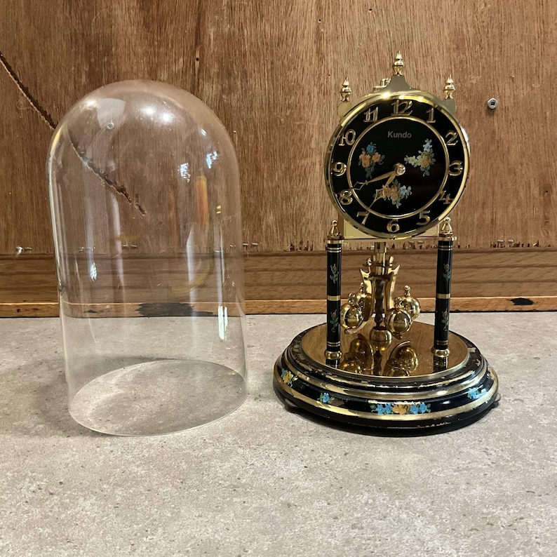 Vintage KUNDO Dome Clock, Black Floral Decor, Made in Germany ...