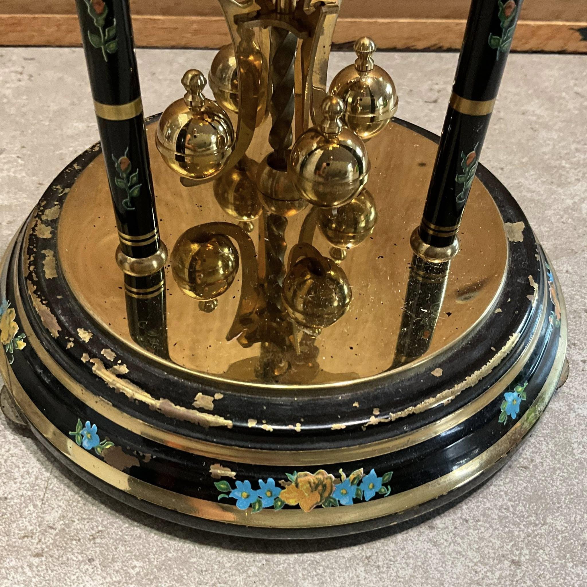 Vintage KUNDO Dome Clock, Black Floral Decor, Made in Germany ...