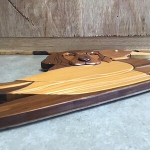 Vintage Labrador Dog and Duck, Wood Intarsia Wall Hanging Handcrafted ...