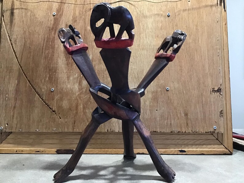 African Figural Stand With 3 Interlocking Collapsible Legs - Etsy