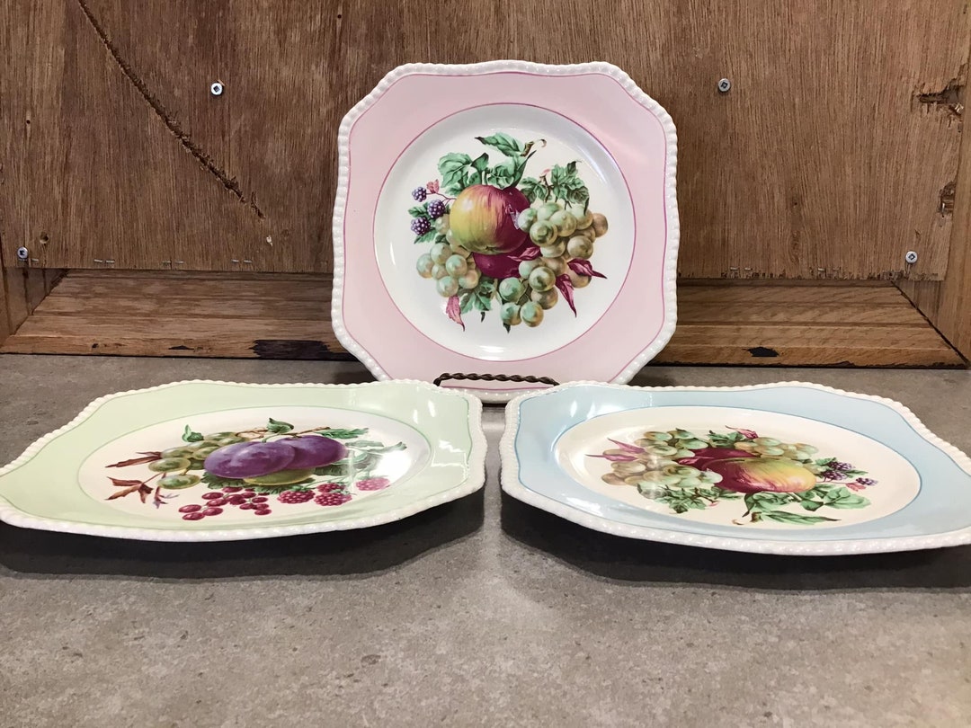 3 Vintage England Simpsons Ambassador Ware Fruits Center - Cake/serving ...