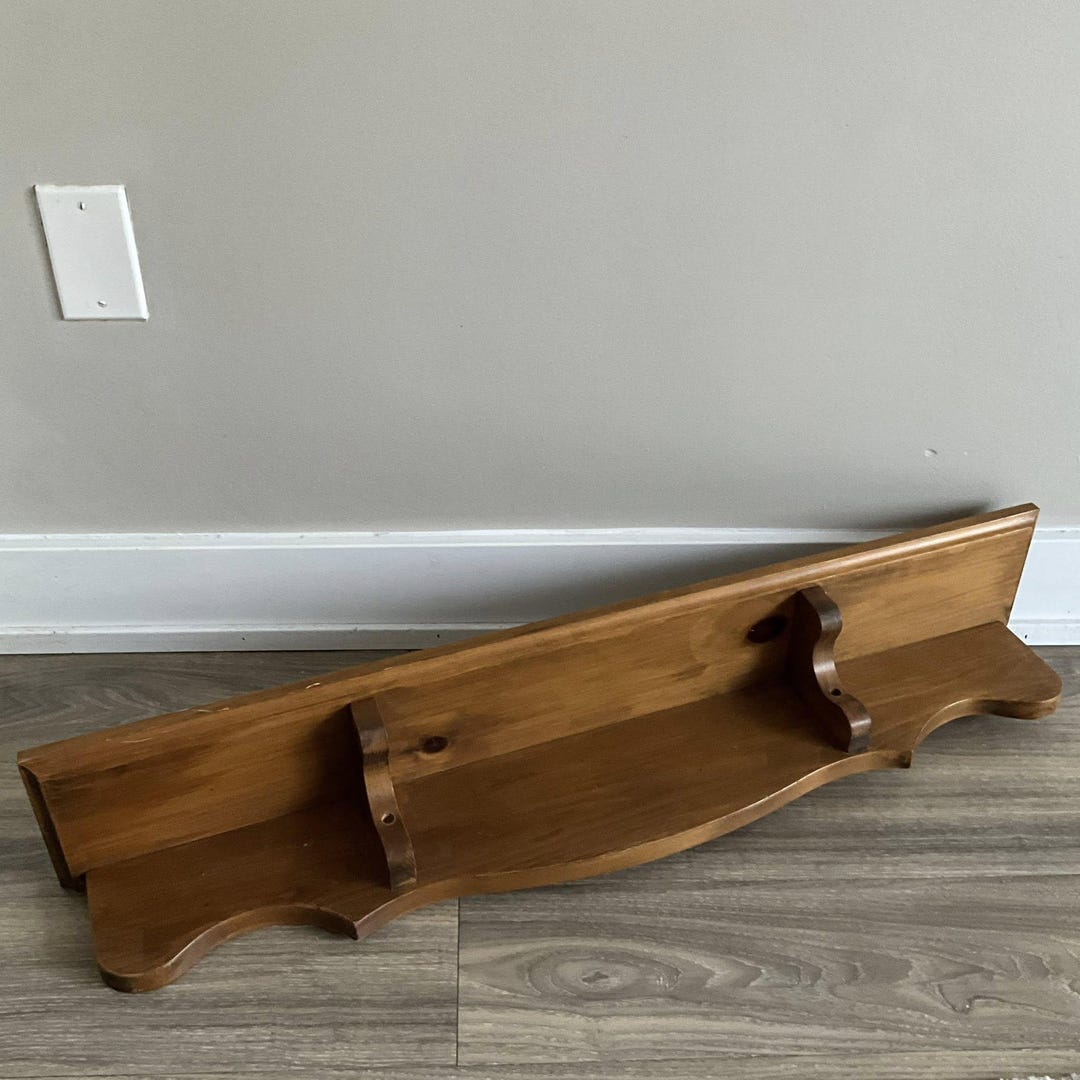 VTG Wood Wall Shelf With Plate Groovy Farmhouse Decor 34.8" - Etsy
