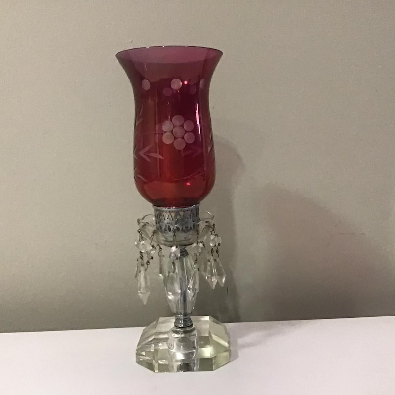 Cranberry Glass Lamp - Etsy