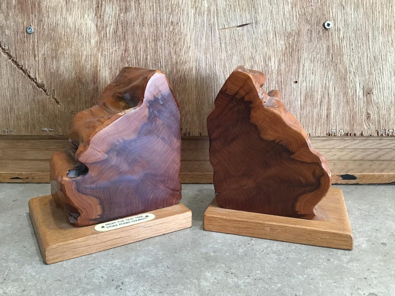 Vintage Natural Wood Bookends From the Yew Tree, Stoke Poges Church ...