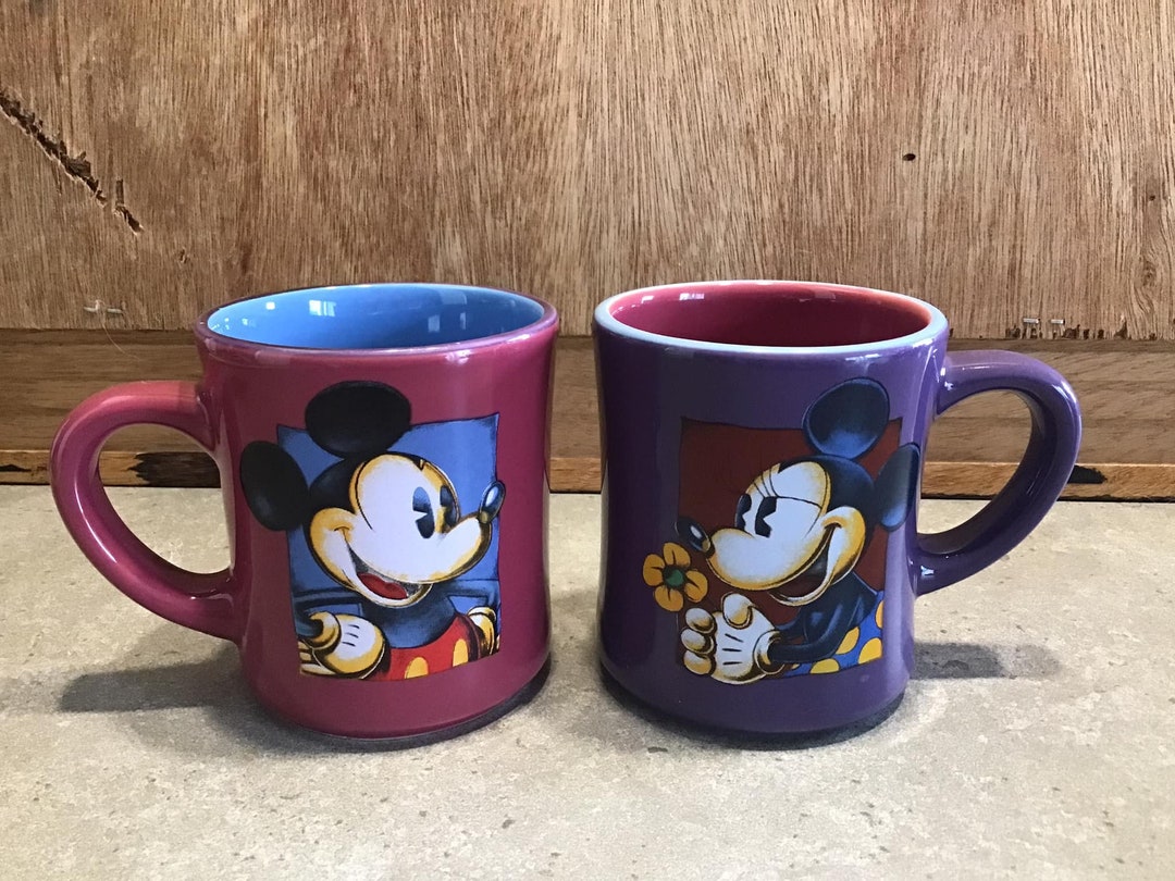 2 Disney Mickey Mouse MUGS Coffee Cup Tea Mugs Pink and Purple, Blue ...