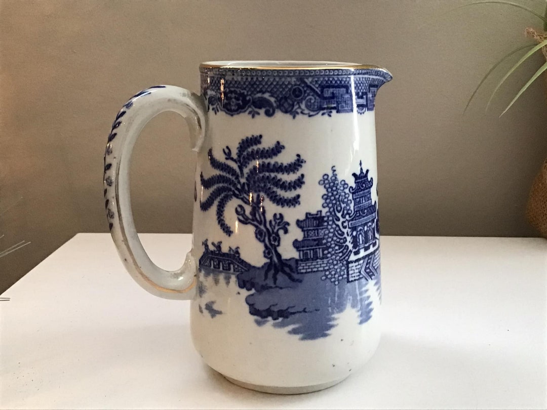 Vintage Gibson & Sons Blue Willow Pitcher, Blue and White, Made in ...