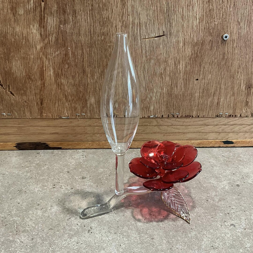 Coloured Glass, Art Deco Glass Red Flower ( Small ) Bud Vase - Etsy