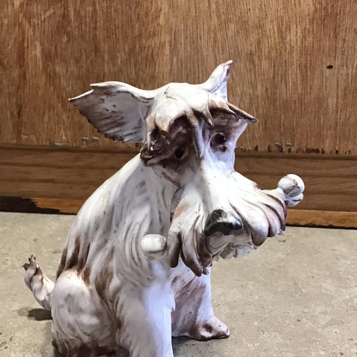 Rare Guido Cacciapuoti Capodimonte SEATED TERRIER DOG With Bone Made in ...