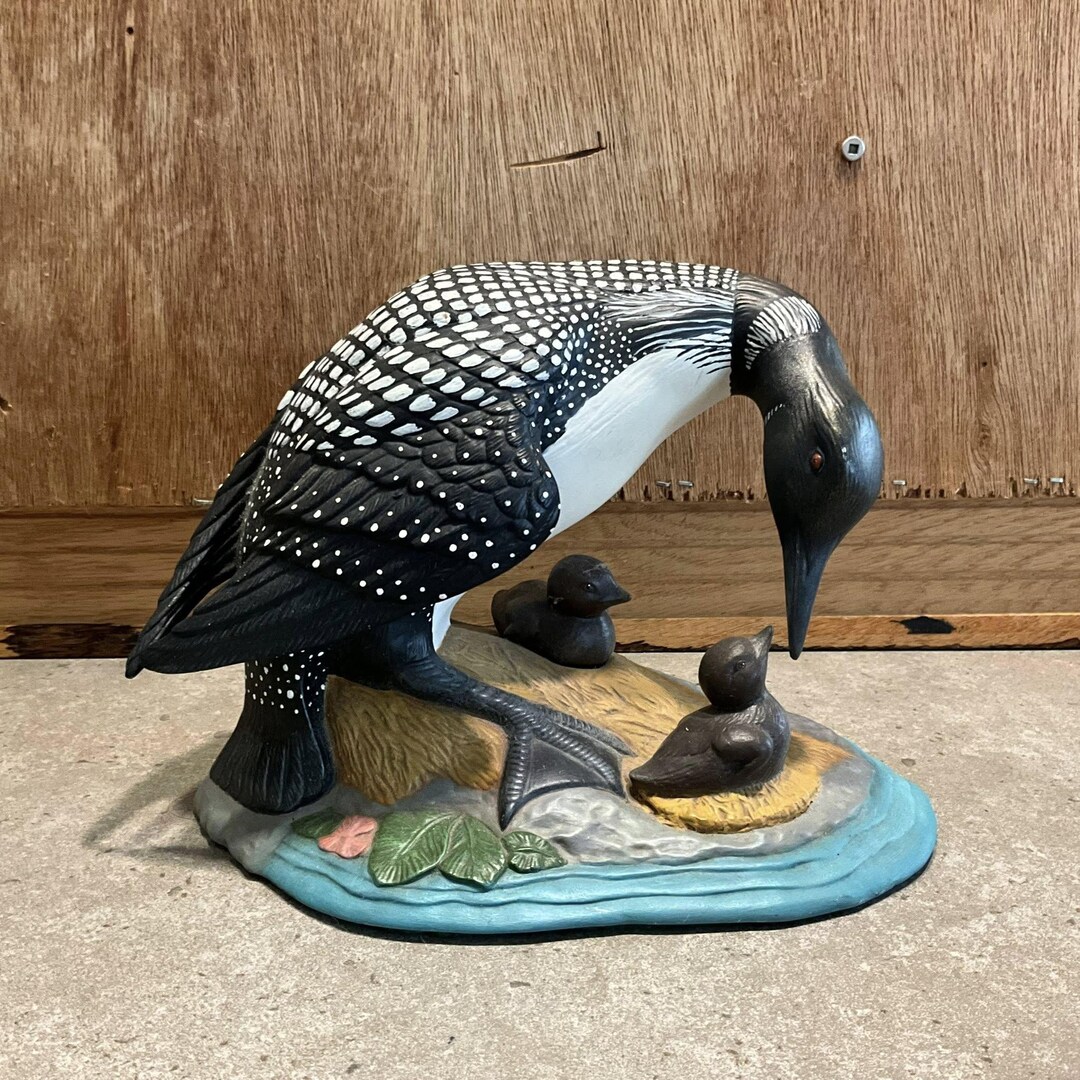 Ceramic Loon Mother & Chicks Sculpture - Etsy