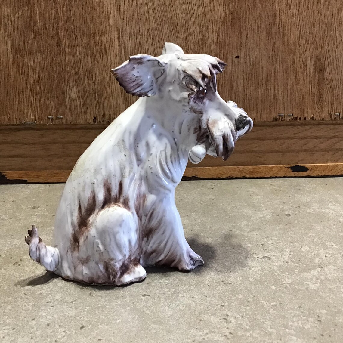 Rare Guido Cacciapuoti Capodimonte SEATED TERRIER DOG With Bone Made in ...