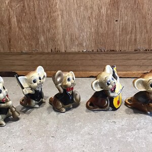 5 Vintage Mouses Figurines, Miniature, Retro, Kitsch, Musician Mouse - Etsy