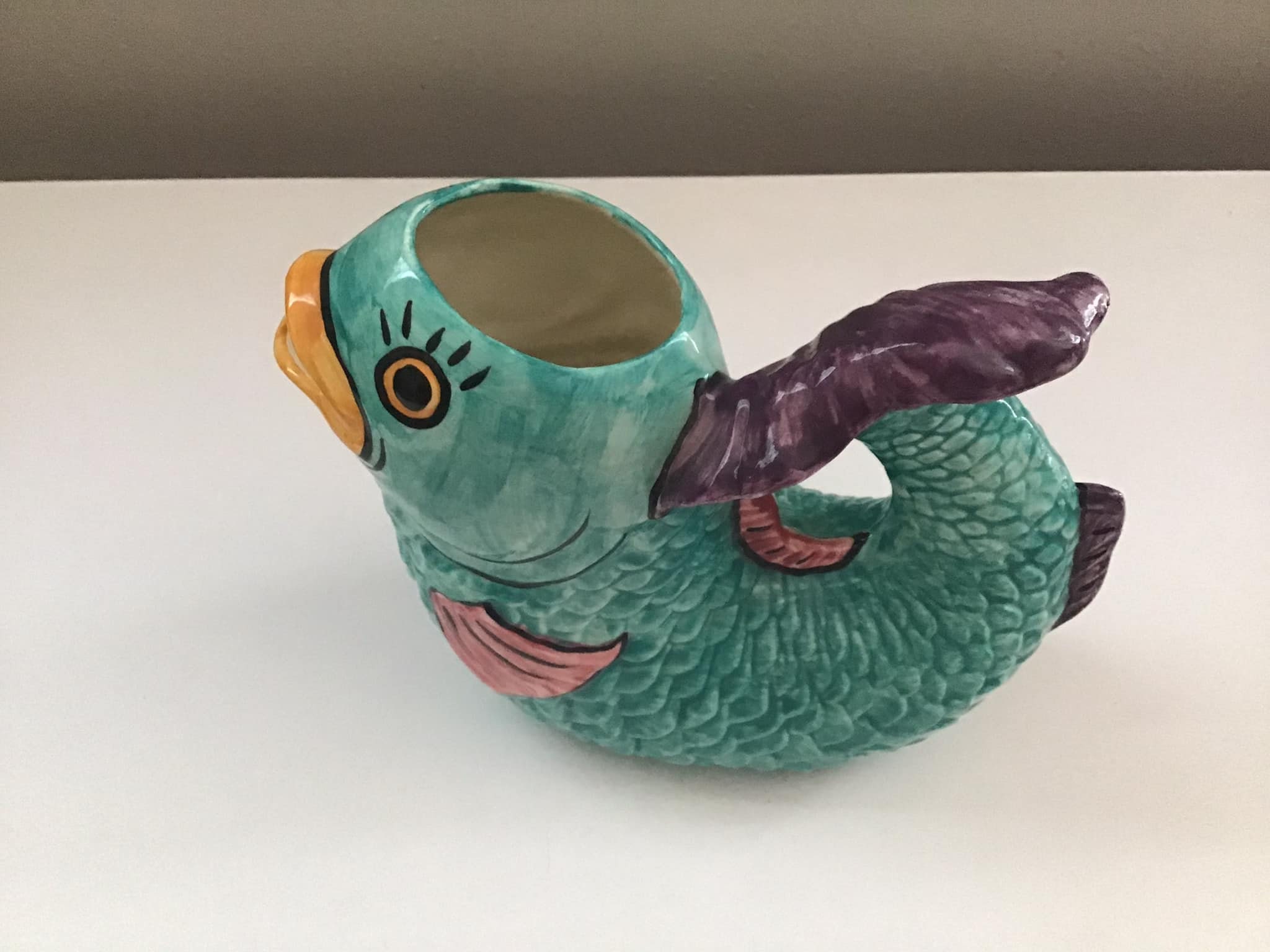 Fish Pitcher Figurine Majolica Style Pitcher With Sea Design - Etsy