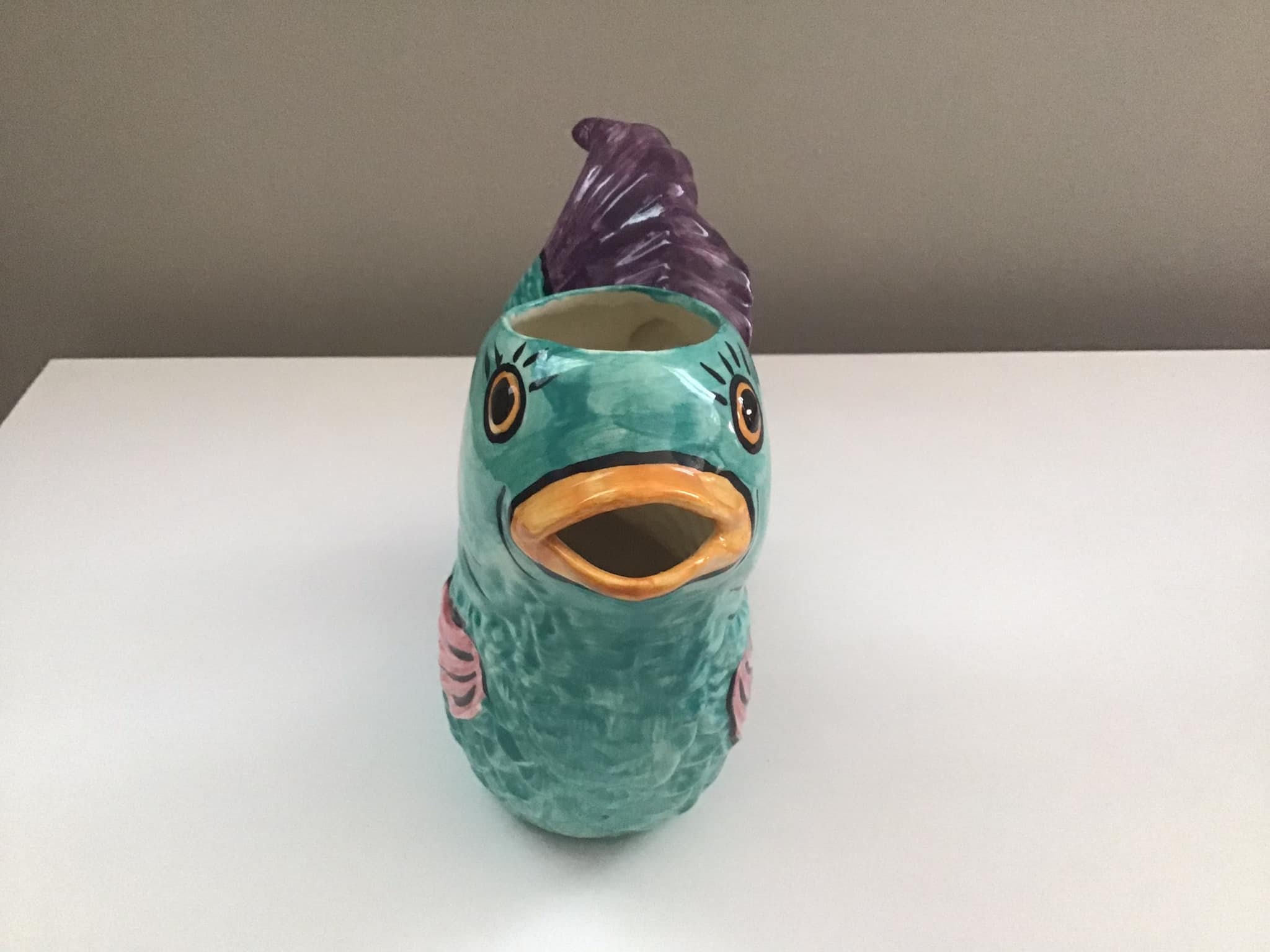 Fish Pitcher Figurine Majolica Style Pitcher With Sea Design - Etsy