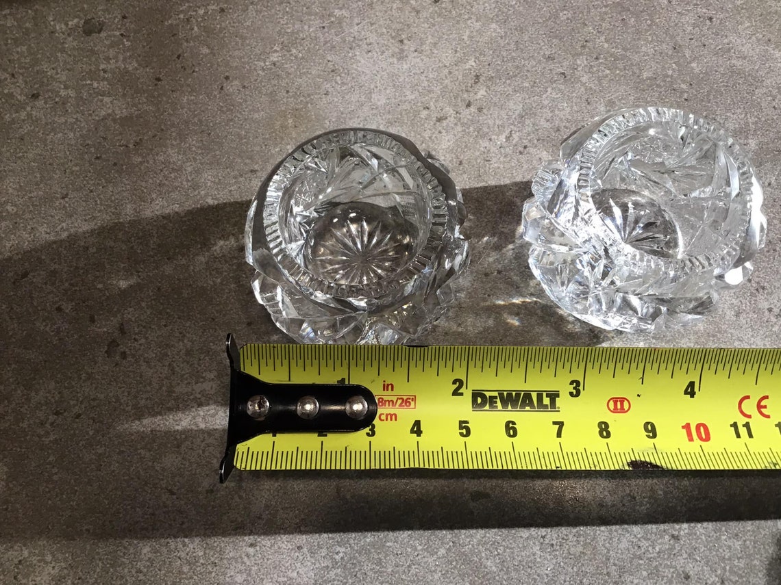 2 Vintage Hand Cut Glass Pinwheel Crystal Candlestick Holders - Etsy