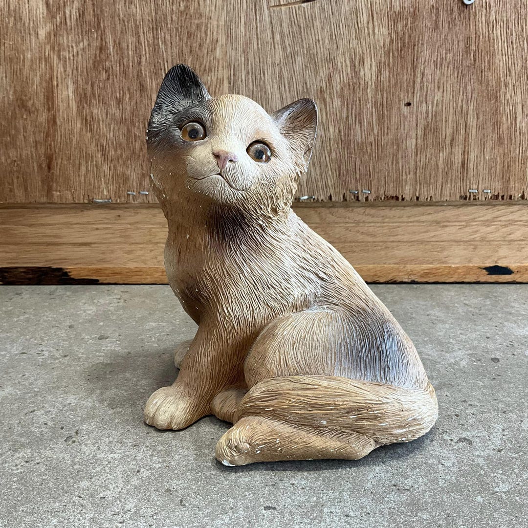 SANDICAST Cat Statue Figurine Signed, Sandra Brue 1985, Vintage Sit ...