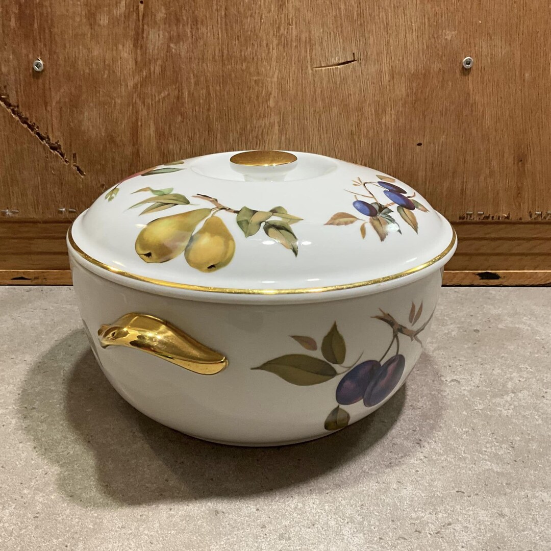 Royal Worcester Evesham Gold Casserole Dish: England Porcelain Fruit ...