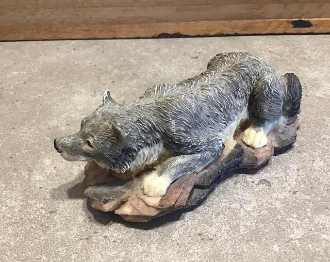 Grey Wolf Sculpture Timber Wolf Lying Wild Animal Wildlife Figurine - Etsy