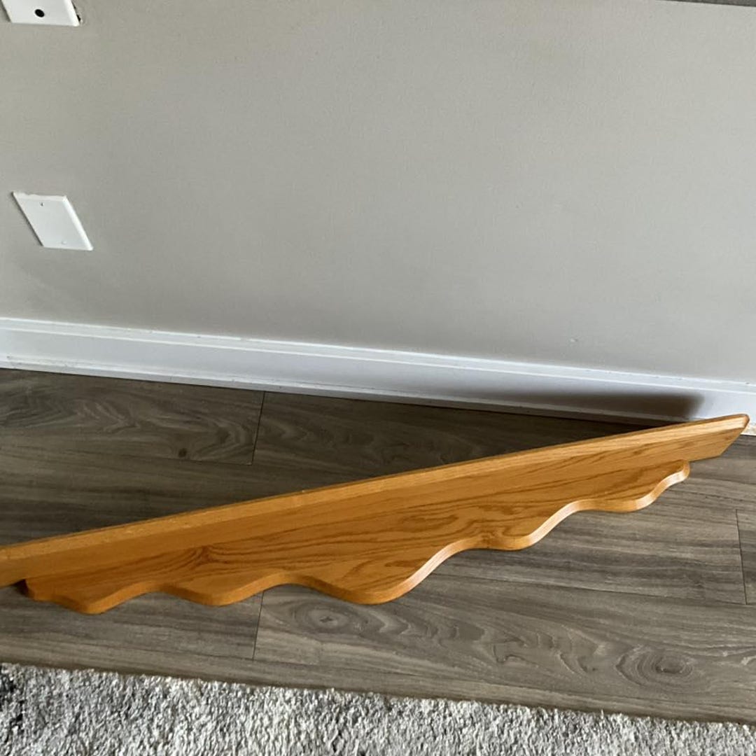 VTG Wood Wall Shelf With Plate Groovy Farmhouse Decor 47.8" Vintage ...