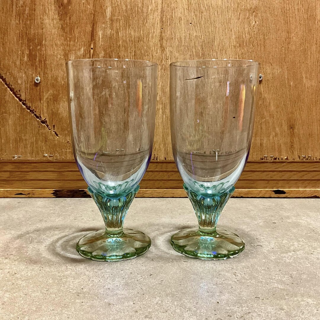 2 Vintage Bahia Bormioli Rocco Ice Tea/water Goblets, Blue Bowl, Green ...