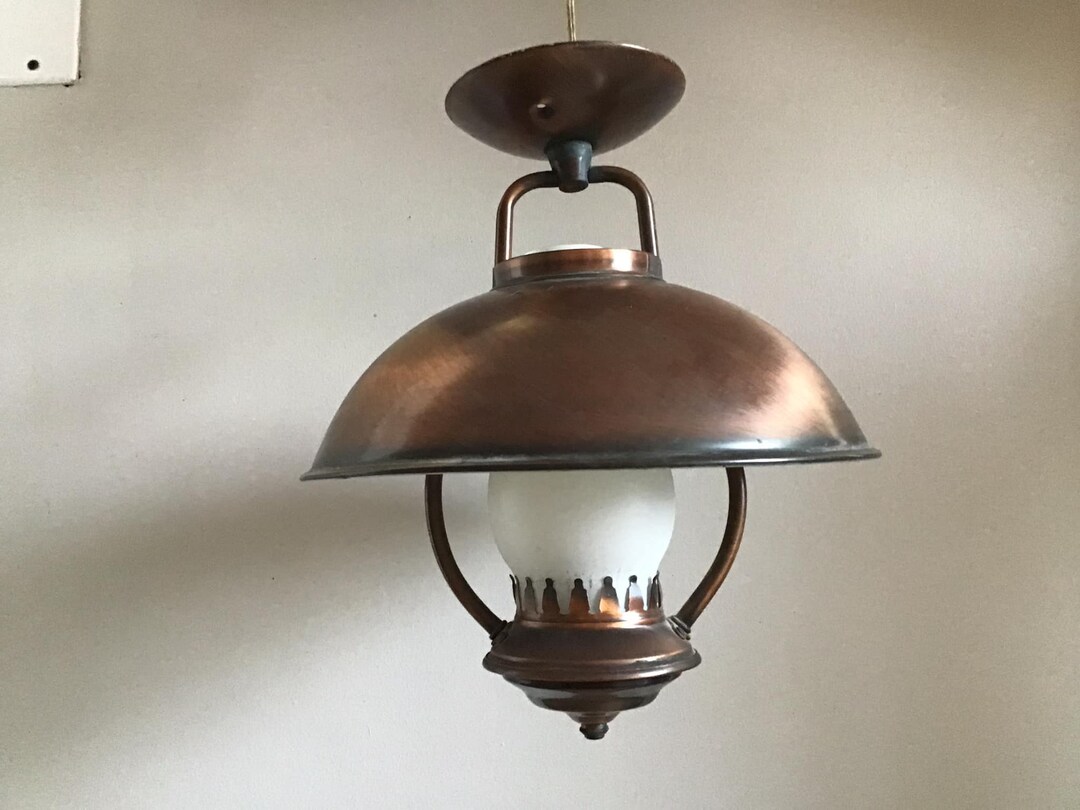 Vintage Copper Ceiling LIGHT Fixture Rose Gold Metal Rustic Cabin ...