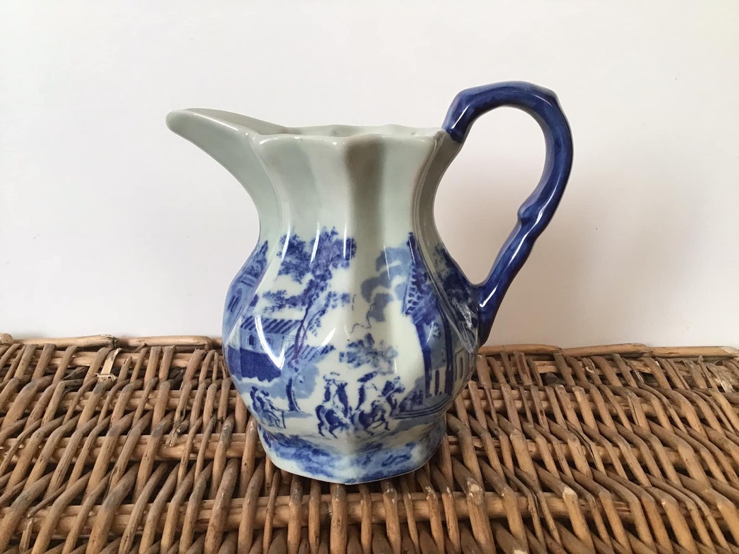Vintage Victoria Ware Pitcher: Blue Village Scene Ironstone Vase - Etsy