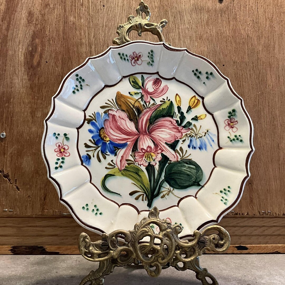 Vintage Italian Collectible Plate Hand-painted, Floral, Botanical Art ...