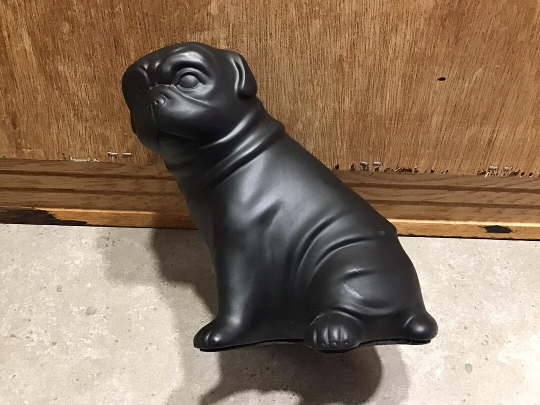 Resin Black Pug Puppy Dog Seated Statue Sculpture Figurine Ornament 5.5 ...