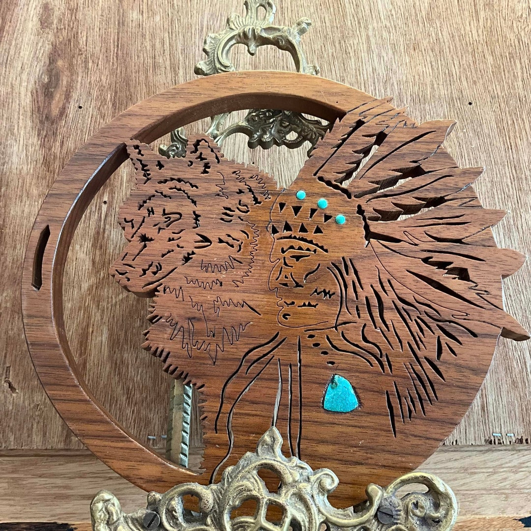 Native American With a Wolf, Carved Wood Wall Art Decor - Etsy