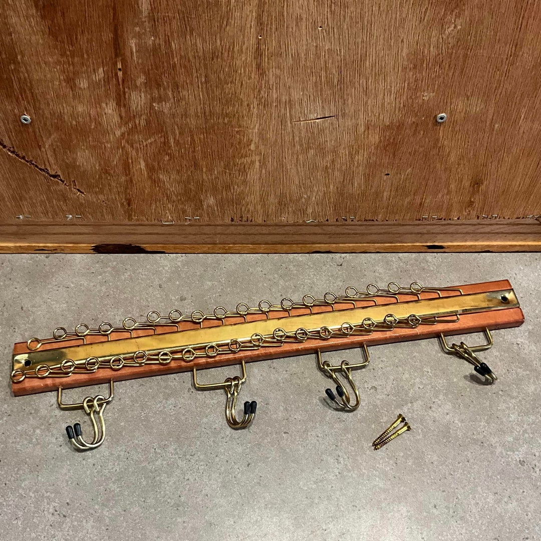Vintage Tie Rack Necktie Display With 36 Hooks Mens Retro Belt Hanger ...
