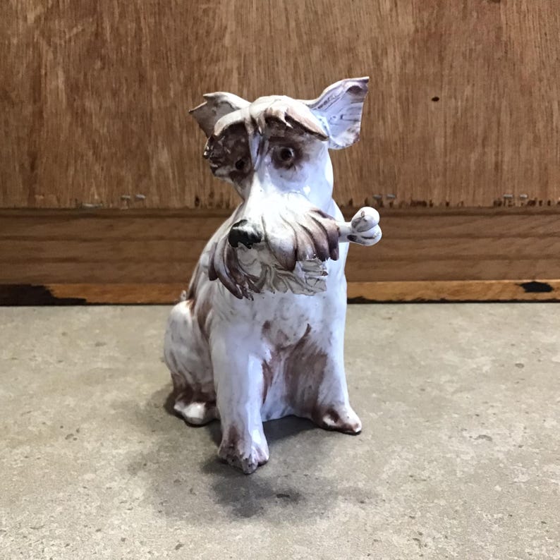 Rare Guido Cacciapuoti Capodimonte SEATED TERRIER DOG With Bone Made in ...