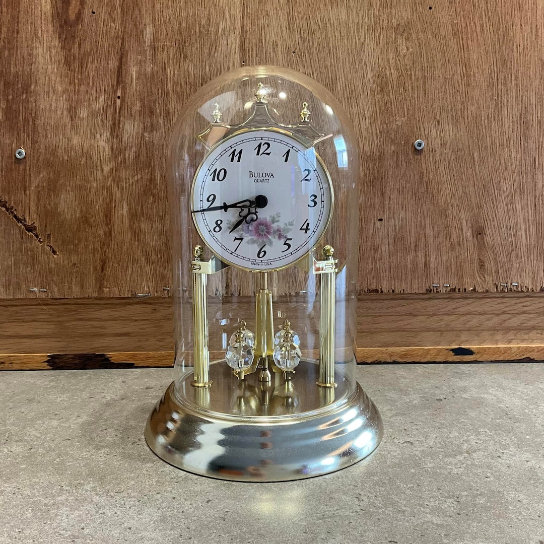 Vintage Bulova Mantel Clock: Quartz Dome Desk Clock With Clear Balls - Etsy