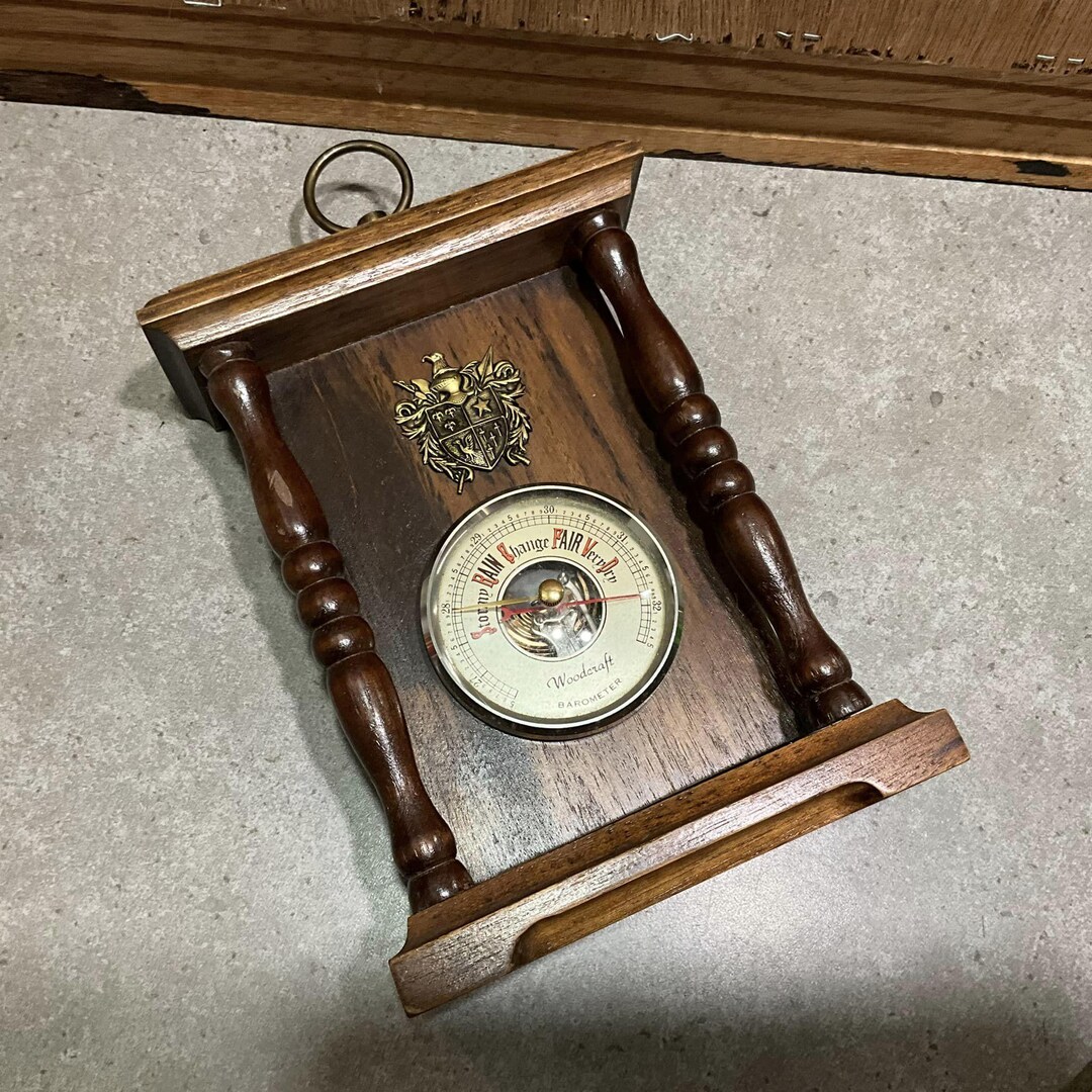 Vintage Woodcraft Barometer Desktop Coat of Arms Wood Case Made in ...