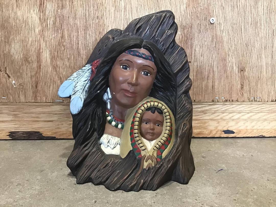 Vintage Native American Woman With Baby Statue Ceramic Figurine ...