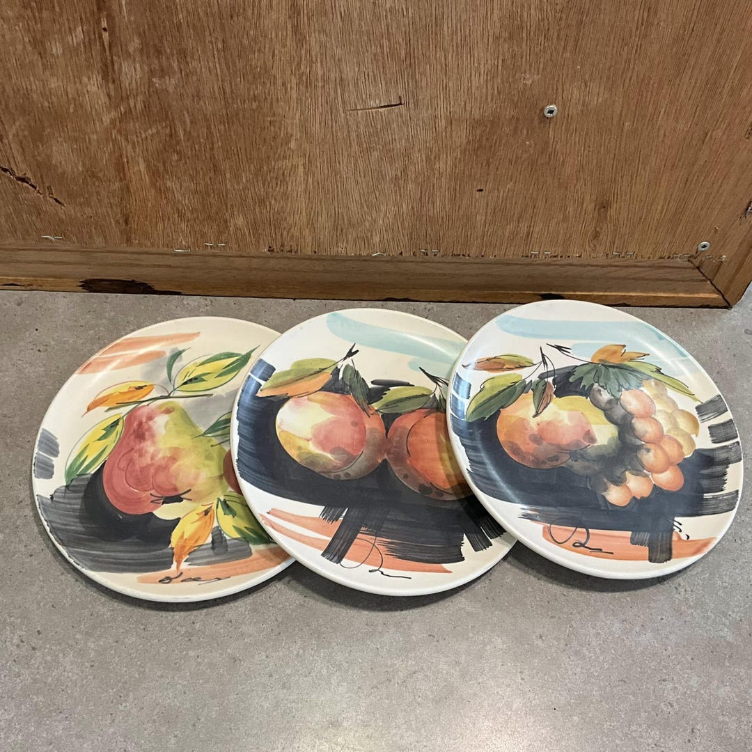 3 Vintage ITALIAN Fruit Decorative Plates Made in Italy, Artist Signed ...