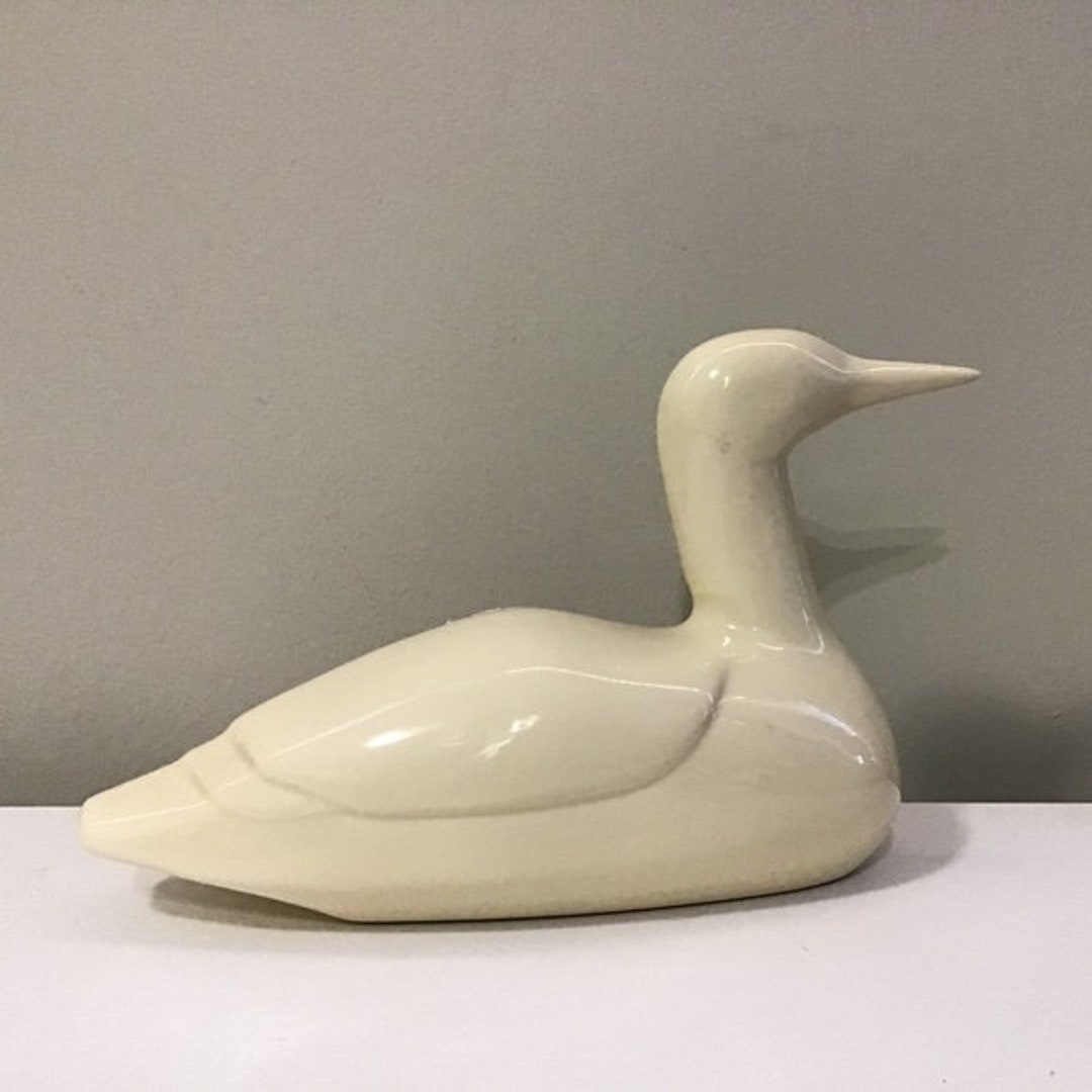 Northern Pottery Loon Bird Creamy White Ceramic Figurine Mid Century ...